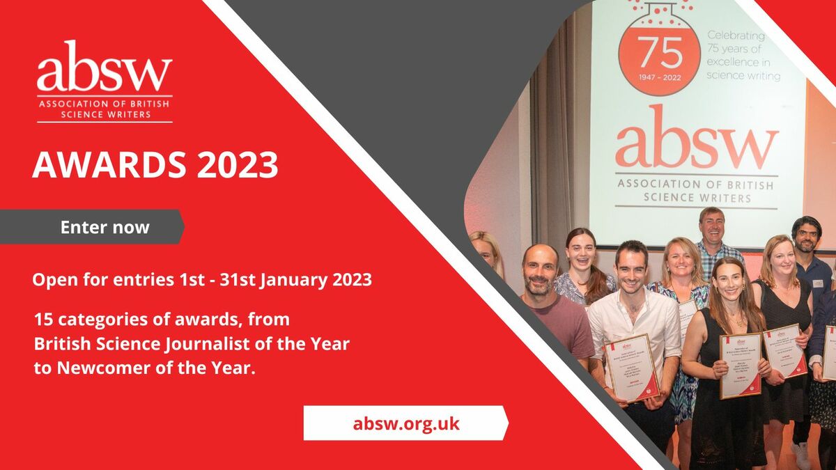 ABSW Awards 2023 open to entry | Association of British Science Writers