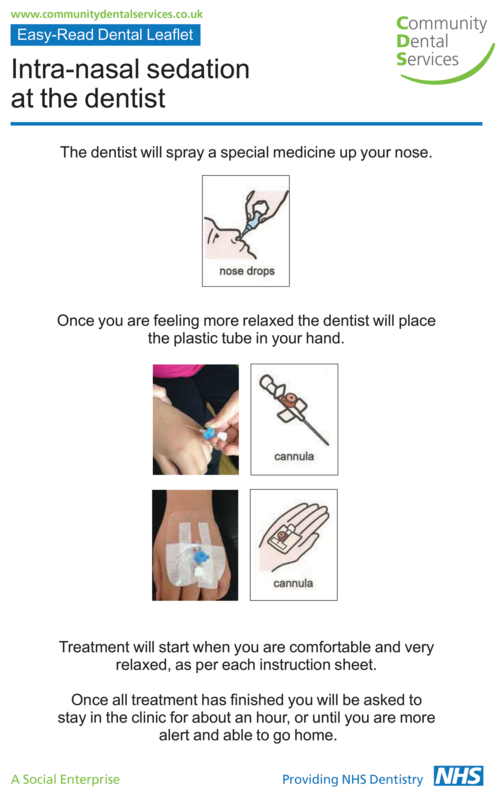 Intra-nasal sedation at the dentist - Easy read leaflet | Easy Health