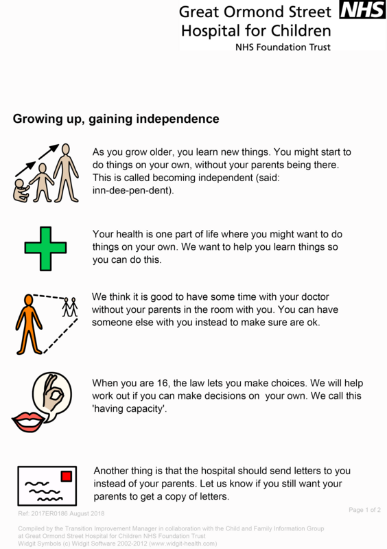 Growing up, gaining independence (easy read) | Easy Health