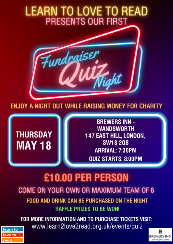Quiz night fundraiser: 18th May at the Brewers Inn | Learn to Love to Read