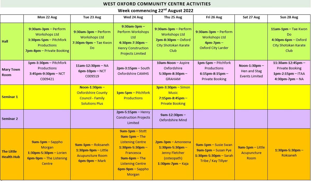 Groups and activities | West Oxford Community Association